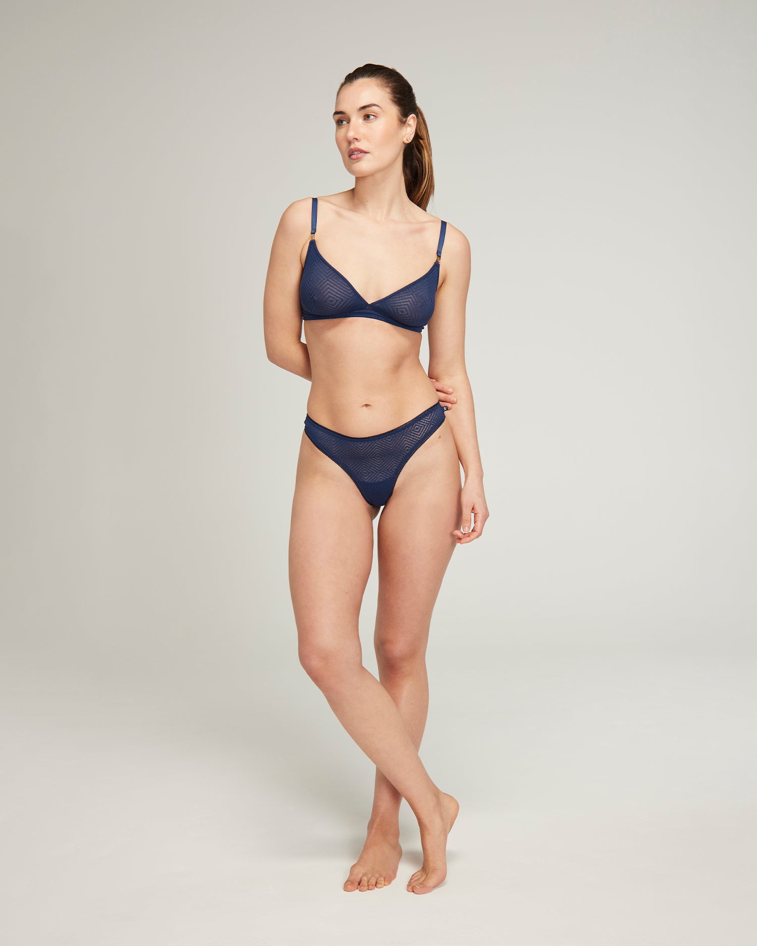 The Barely There Thong Navy | Sheer Lace Thong | Nudea Underwear