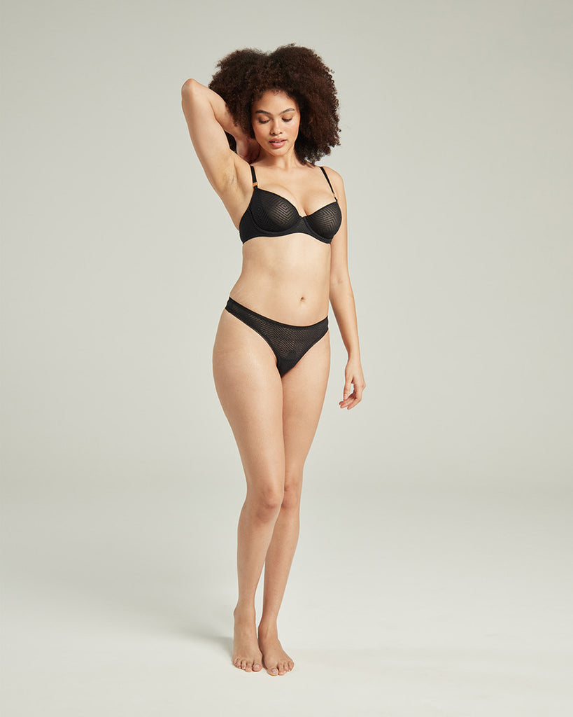 The Barely There Thong Black | Sheer Lace Thong | Nudea Underwear