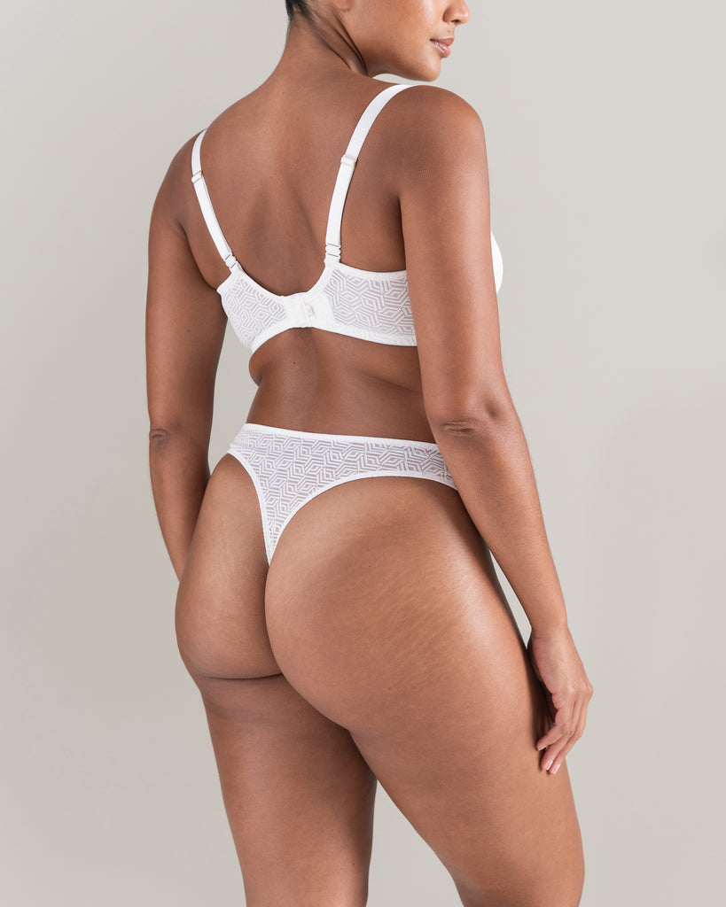 The Barely There Thong - Cotton White | White Lace Thong | Nudea Underwear